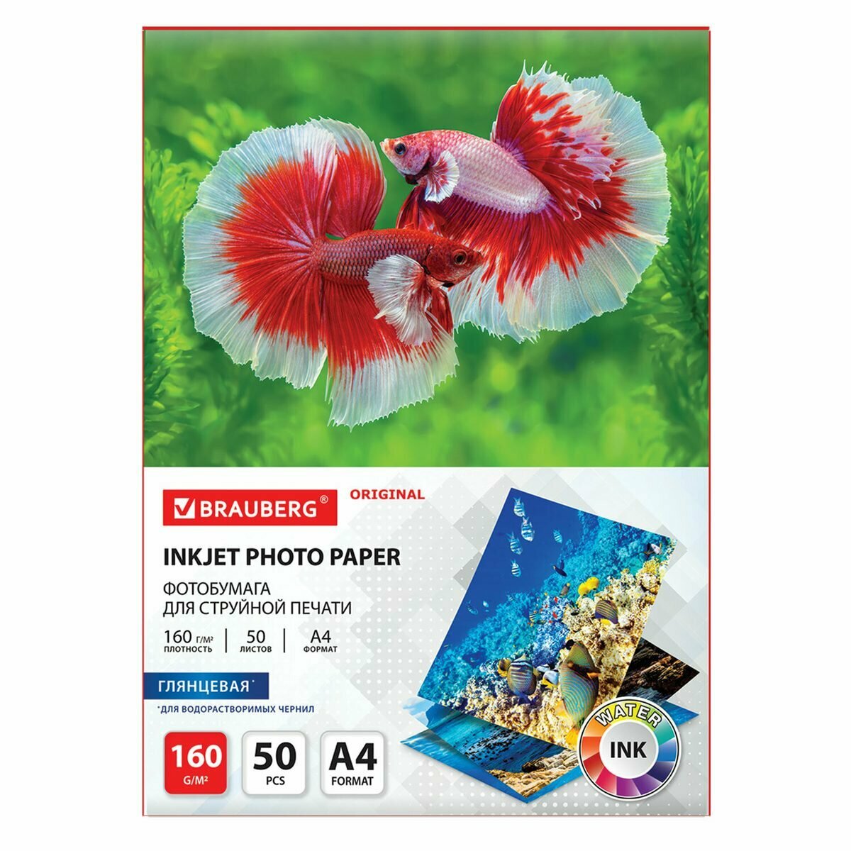 Фотобумага Brauberg Original (А4, 160 г/кв. м, глянцевое покрытие) пачка 50л. (363984)
