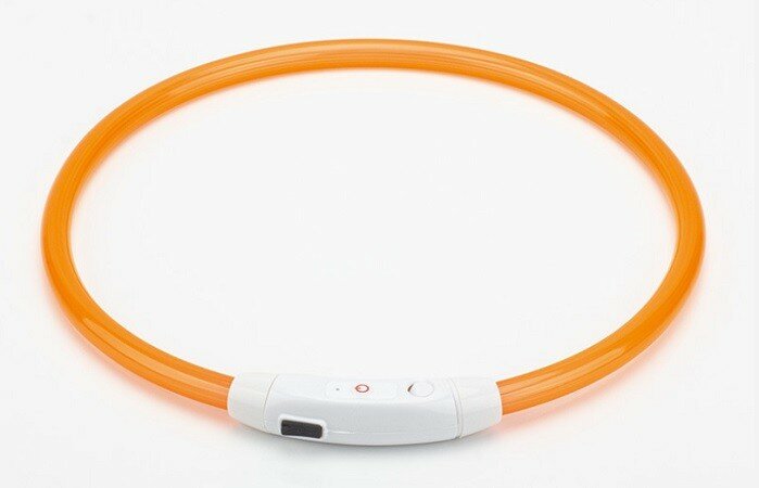 Ошейник светящийся для собак USB оранжевый 30 см S
