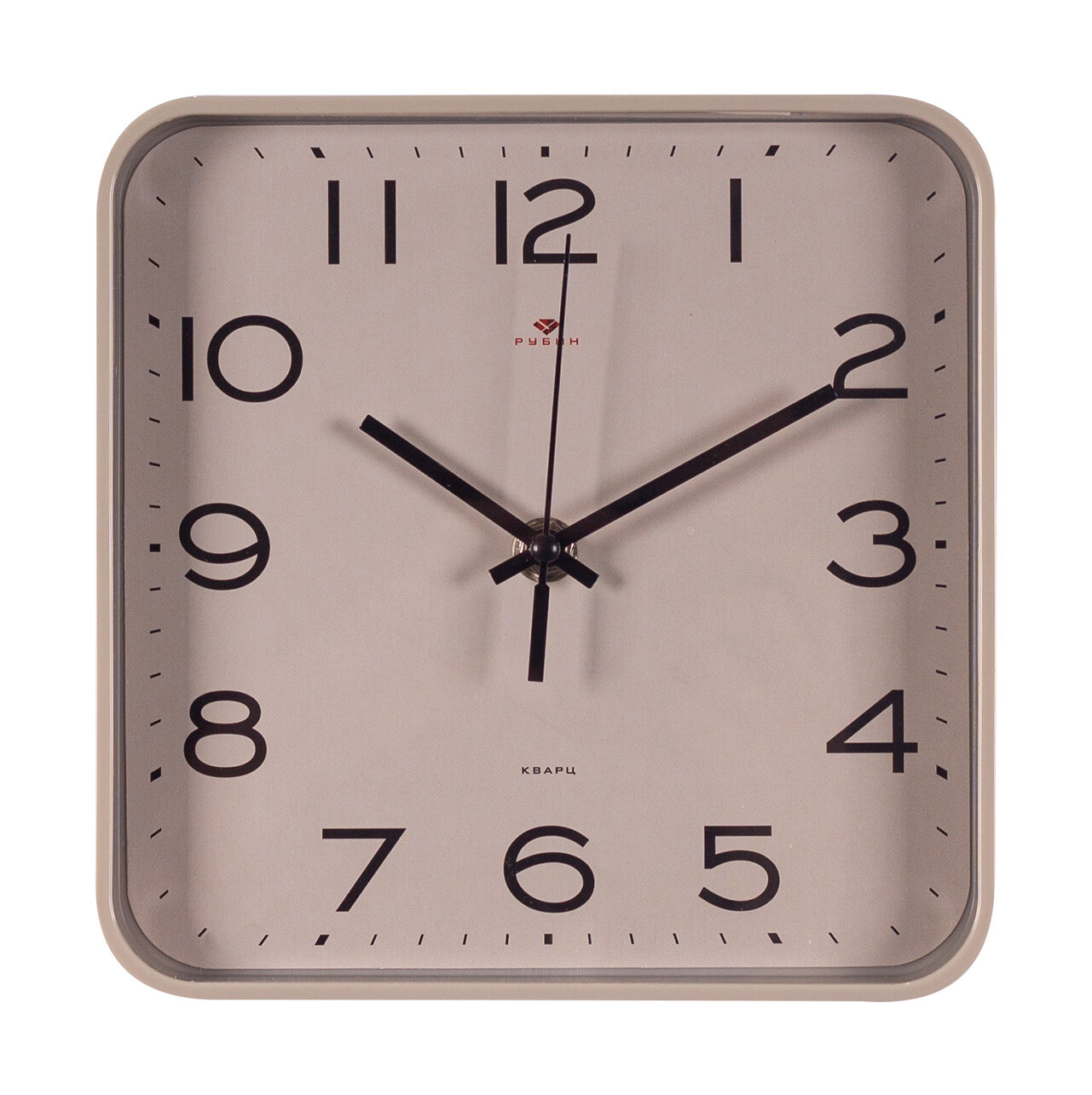 Часы настенные Рубин 1918-009, кварцевые, квадратные, коричневые, пластик, AA