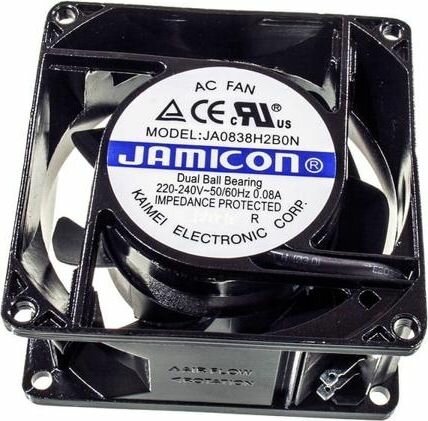 Вентилятор JAMICON JA0838H2B0N-T Вентилятор осевой 80х80х38мм 220В AC подшипник качения 37,78куб. м/ч 12Вт 26,3дБА 1шт