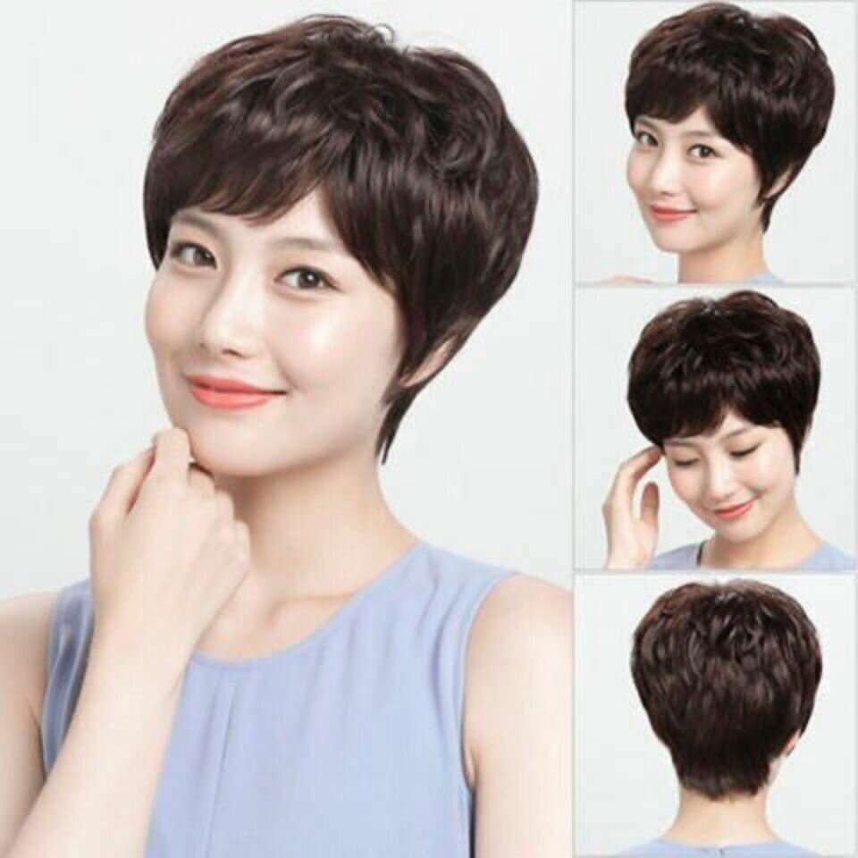 Парик с короткими волосами, парик на всю голову, реалистичный цельный парик для людей среднего и пожилого возраста, короткие вьющиеся волосы, пушистые, высокотемпературные волокна, прямые продажи с фабрики