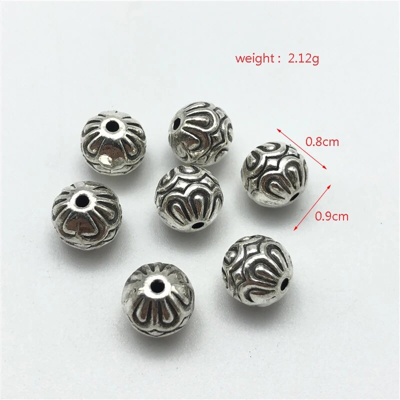 15 шт. 9 мм грязные круглые металлические бусины с гравировкой для ювелирных изделий, браслет ручной работы, аксессуары для четок, мусульманские исламские бусины 02 silver
