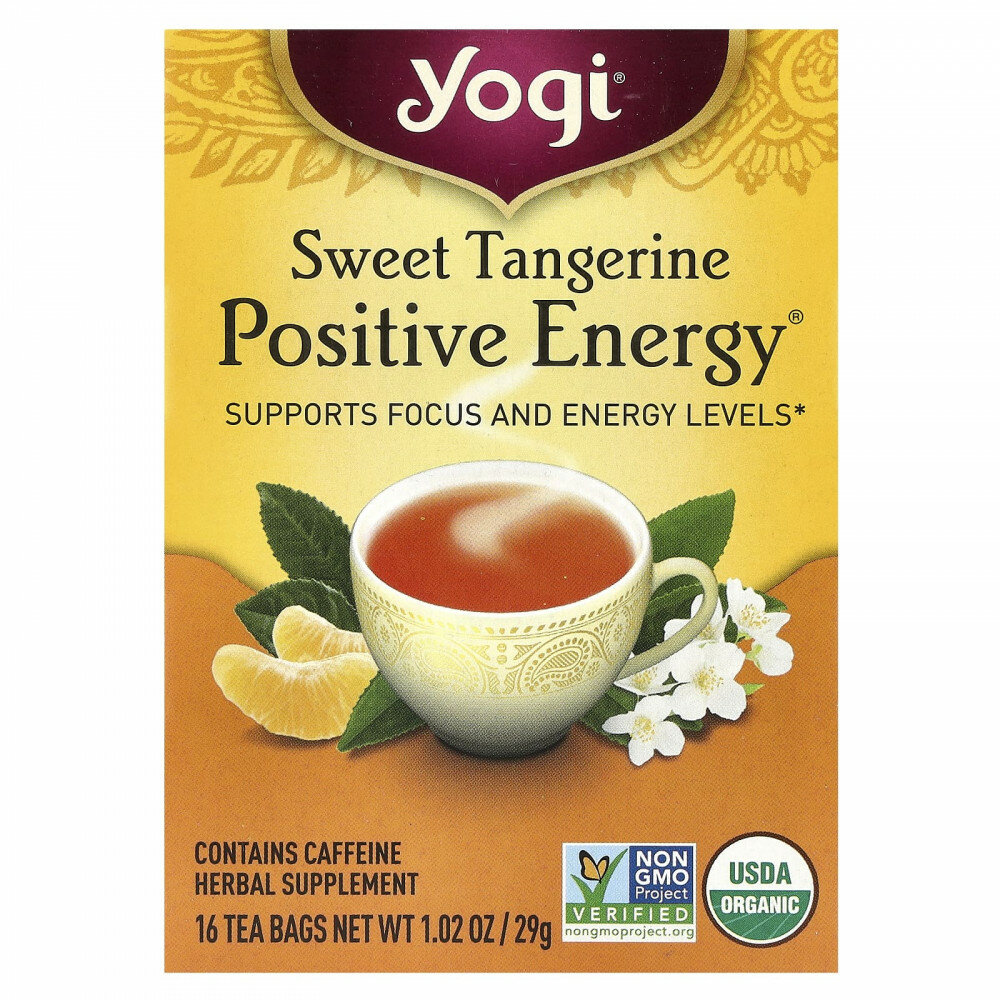 Yogi Tea, Positive Energy, сладкий мандарин, 16 чайных пакетиков, 29 г (1,02 унции)