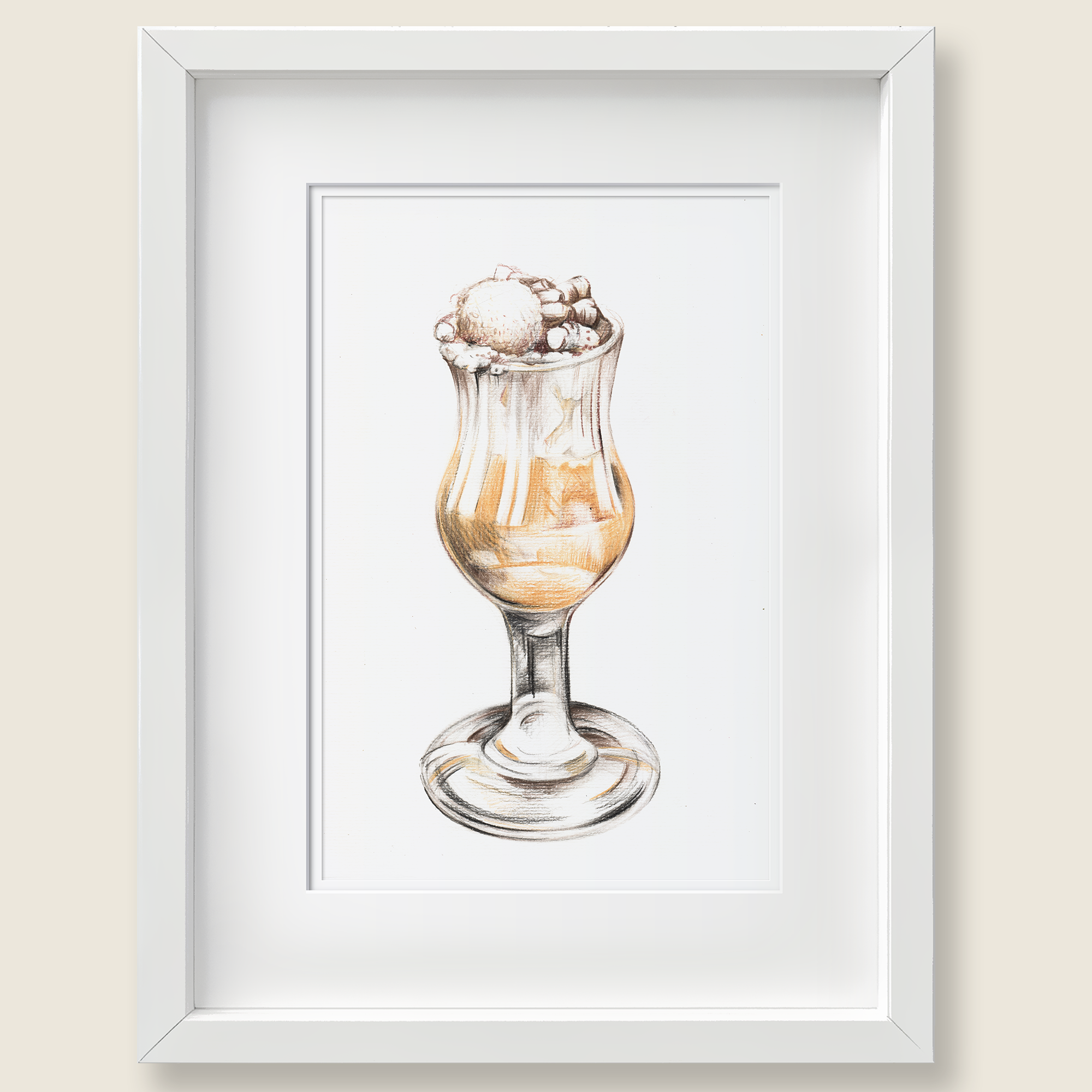 Рисунок карандашом «Молочный Коктейль» 30х20 см Оригинал от художника интерьерная фуд иллюстрация. Графическая картина