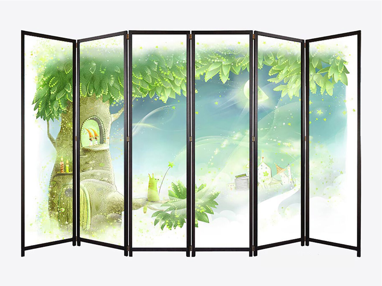 Ширма перегородка секционная складная iDeaLList "Феи", 6 створок, размер 180x300 см