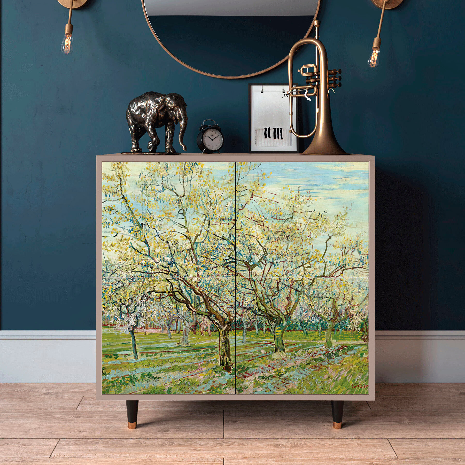 Комод - STORYZ - BS3 The White Orchard by Van Gogh, Размер - 94 x 96 x 48 см, Цвет корпуса - Бежевый