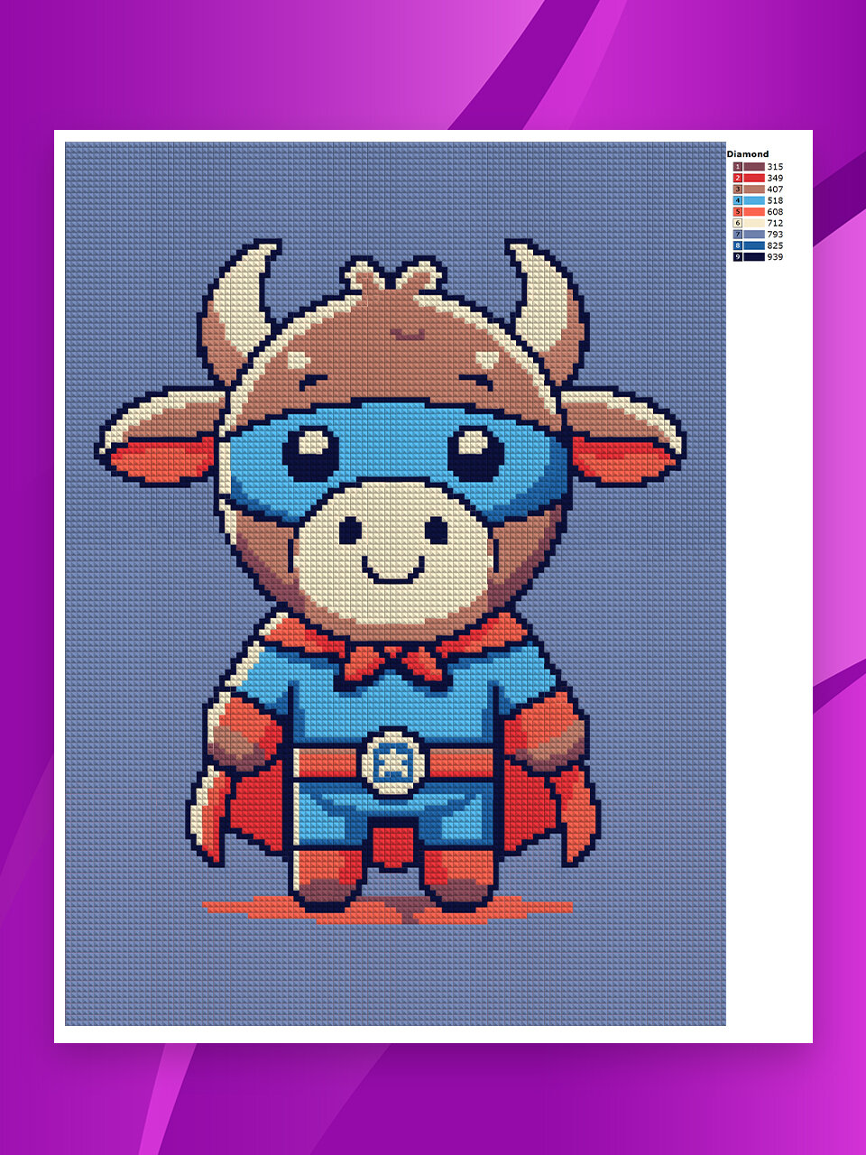 Алмазная мозаика без подрамника детская Капитан Бычок 30 х 40 см