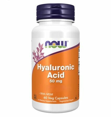 NOW Foods Hyaluronic Acid 50 MG + MSM (60 вег. капсул) гиалуроновая кислота и сера