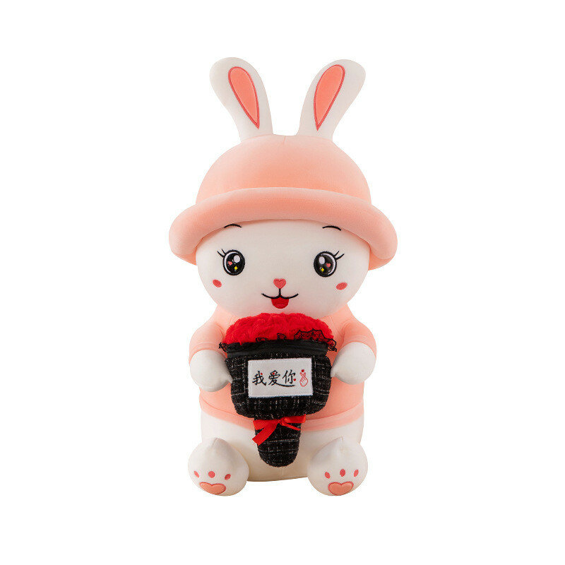 Rose bunny мягкая игрушка с мягким плюшем и сердечным дизайном для подарка для нее или детей розовый заяц я люблю тебя 45см