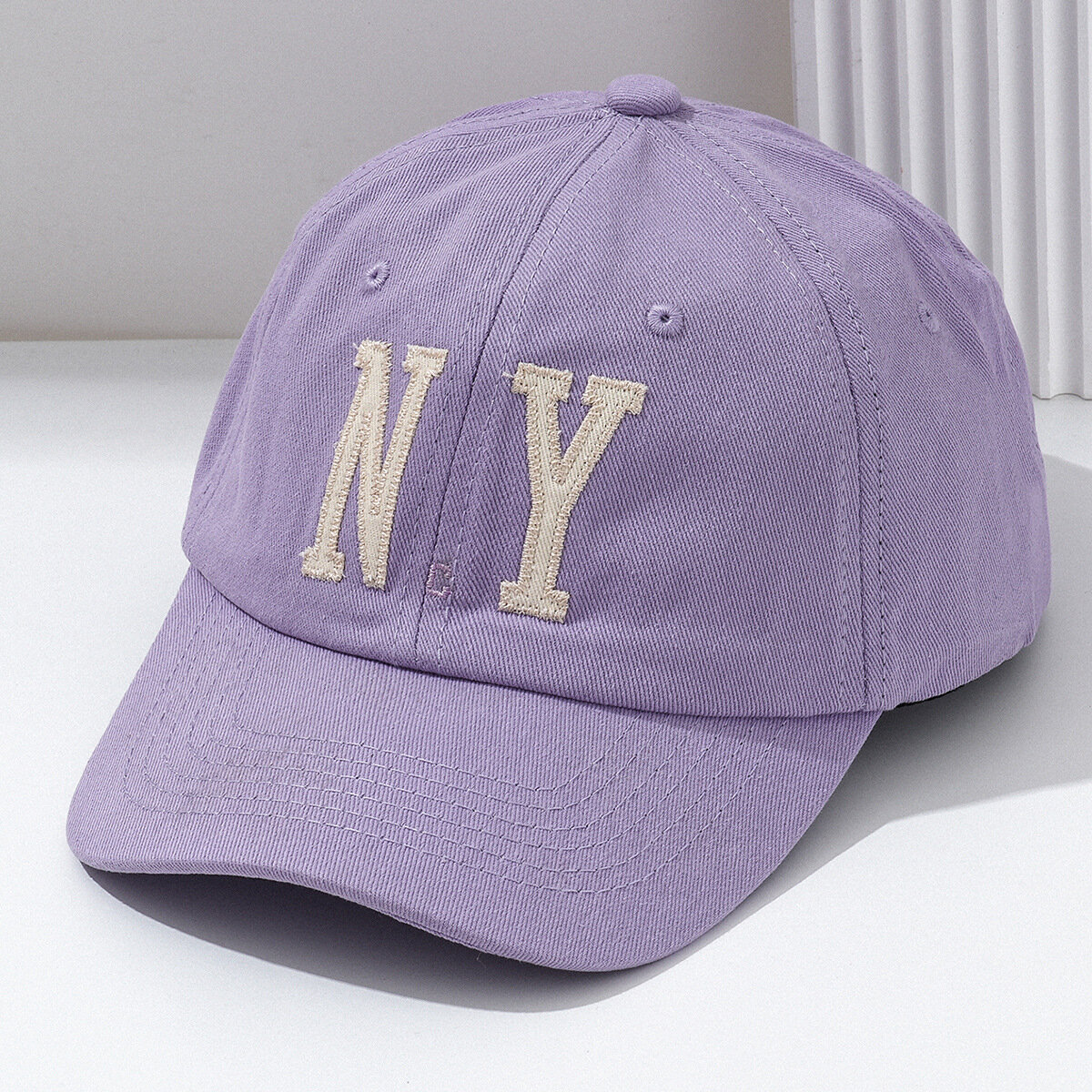 Шляпа с изогнутыми полями "NY", унисекс, дышащая, M, светло-фиолетовая