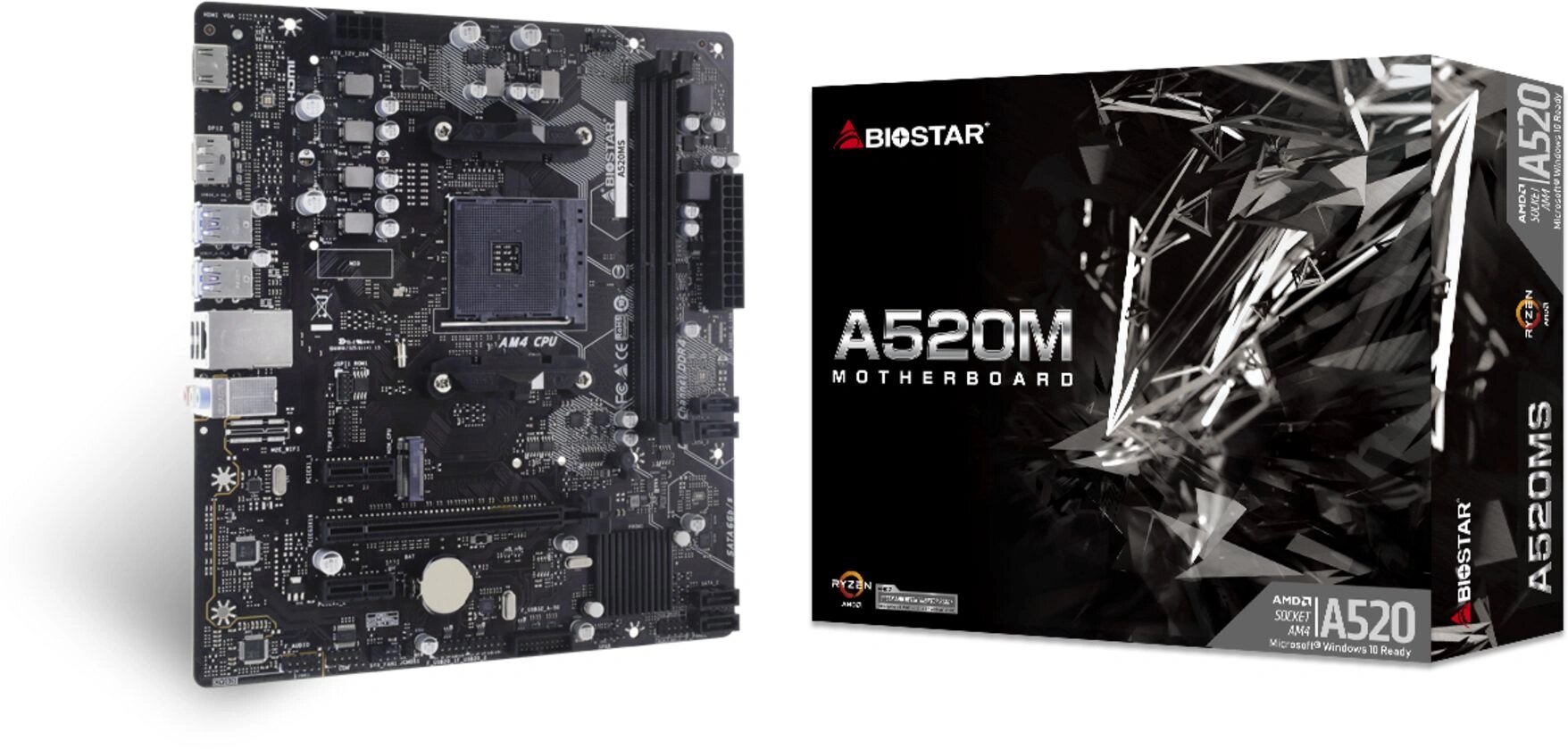 A520MS \ Материнская плата Biostar A520MS, SocketAM4, AMD A520, mATX, Ret