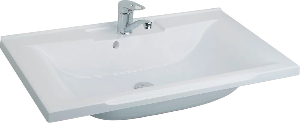 Мебельная раковина AQUATON Премьер 80 из искусственного мрамора, раковина для ванной, со сливом-переливом, белая, прямоугольная