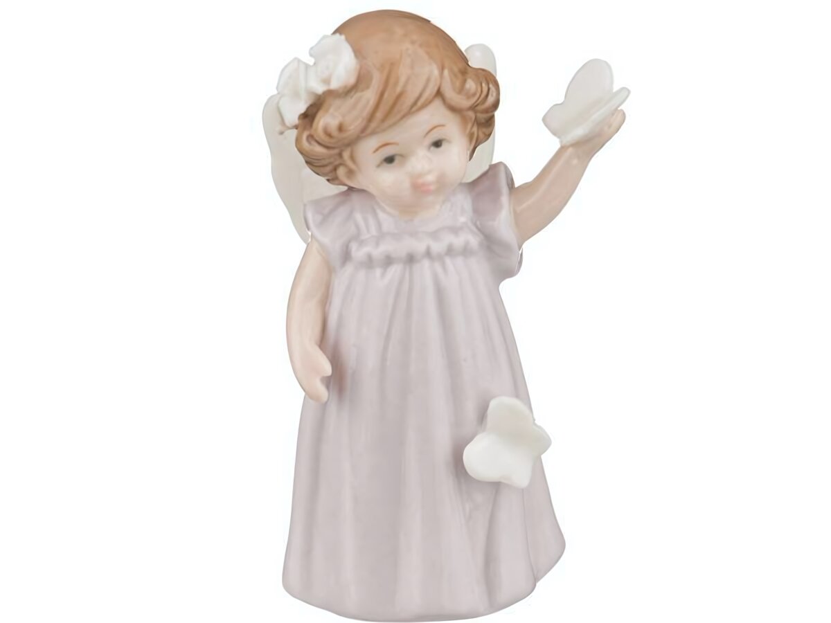 Фигурка ангела 'Ангелочек' 7х4х9см, керамика, светлое платье, для декора