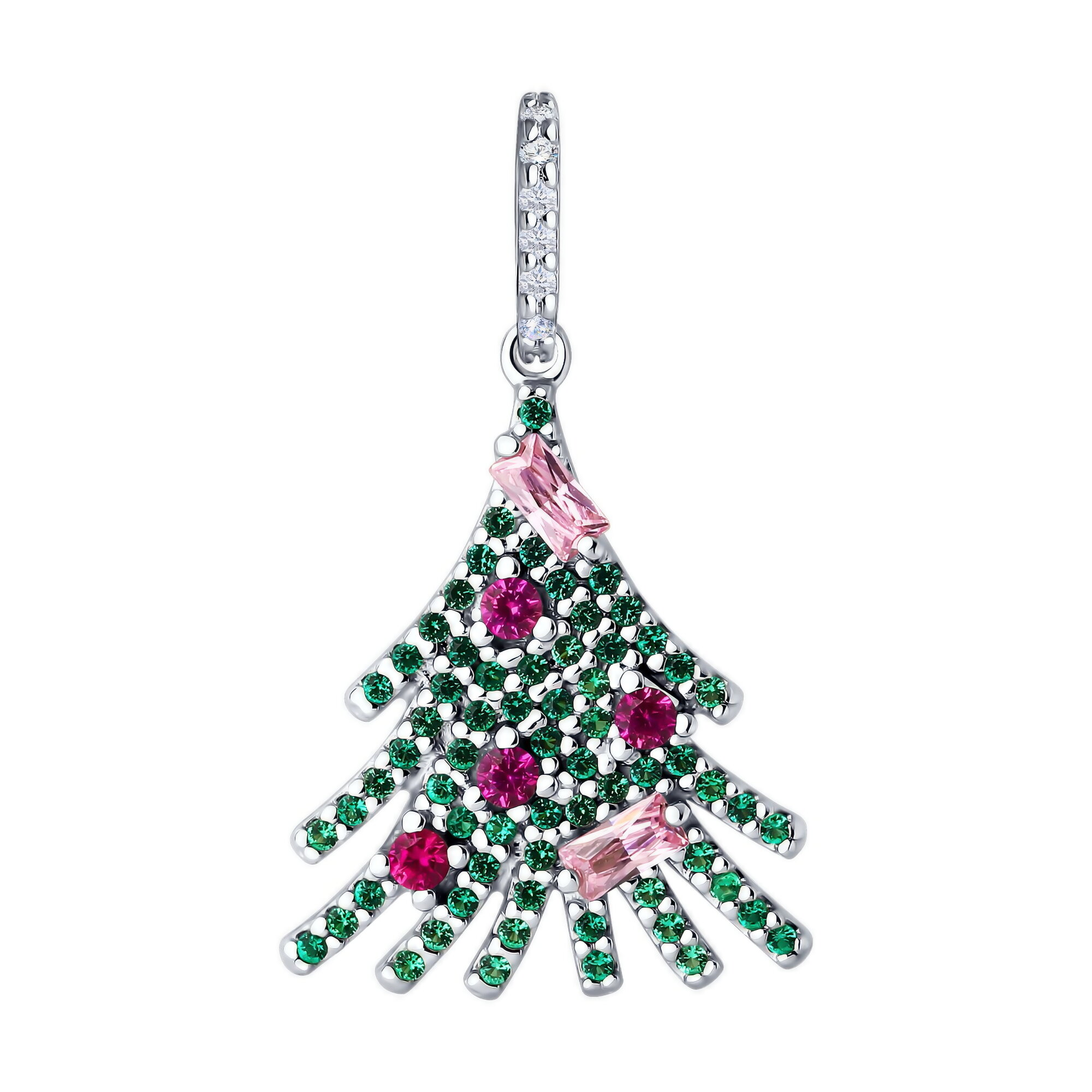 Подвеска, серебро, 925 проба, родирование, фианит, корунд