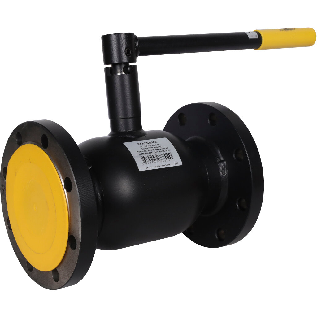 Кран шаровый стальной DN 100 броен Балломакс фланцевый PN 16 с рукояткой