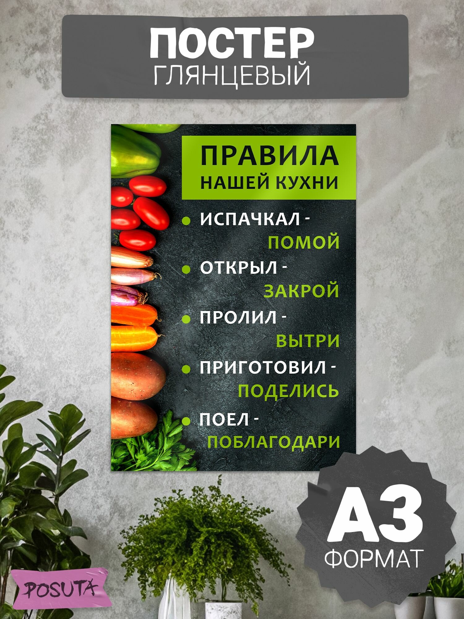 Постер на стену правила кухни