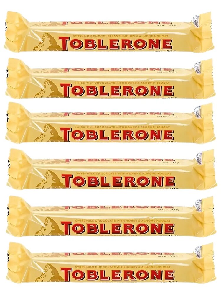 Шоколад Toblerone Milk Молочный с медово-миндальной нугой, 6 шт. по 50 гр. (Швейцария)