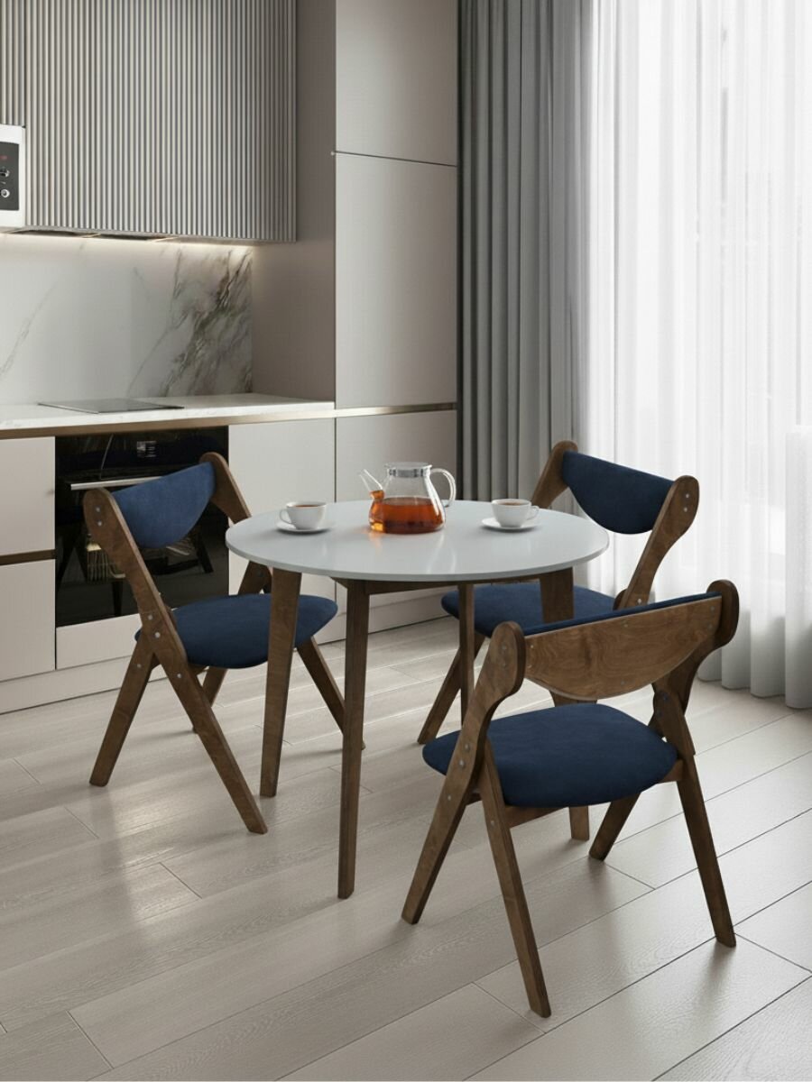 Набор стульев для кухни и гостиной со спинкой мягкие, деревянные кресла / 3 штуки