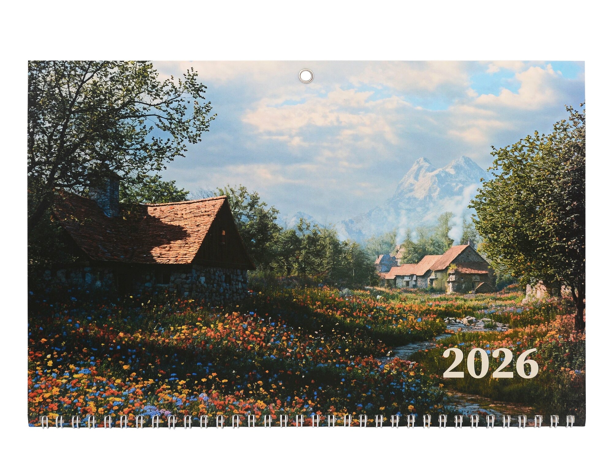 Календарь квартальный 2026г 297*695 "Цветочное поле" настенный, трёхблочный, спираль