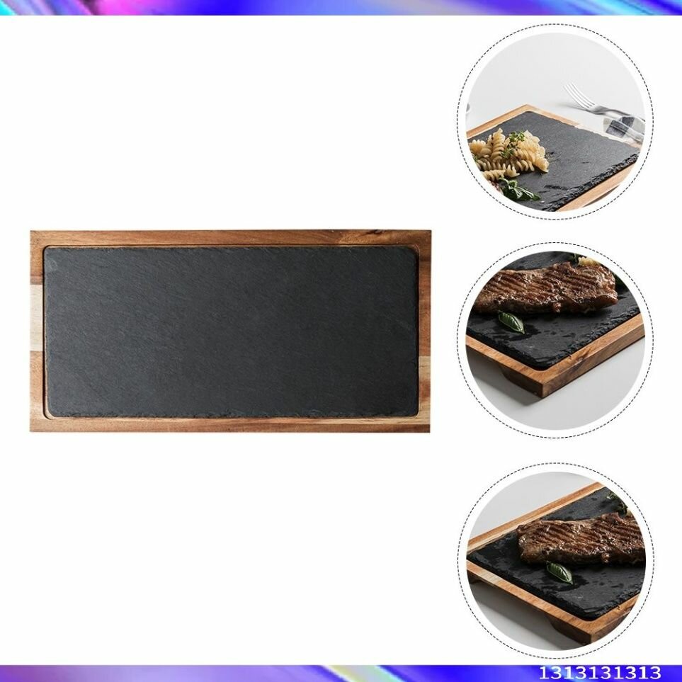 Эксклюзивный набор из черного сланца для сервировки закусок, выполненный из массива пилы