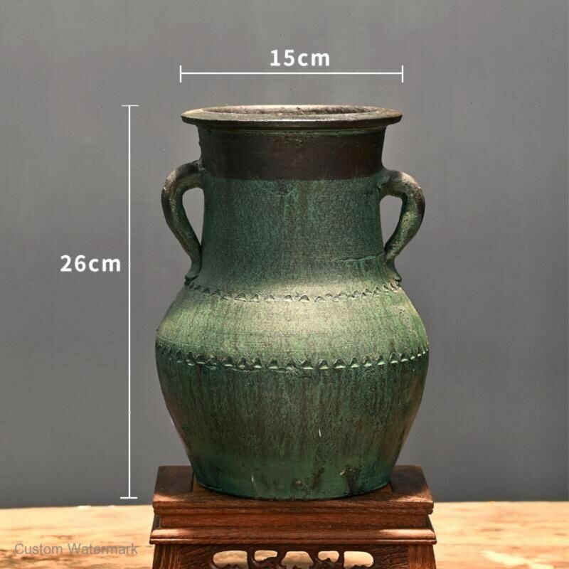 Ваза "Старинная глиняная ваза ручной работы из грубой керамики", 30 см , Керамика, Фаянс, 1 шт