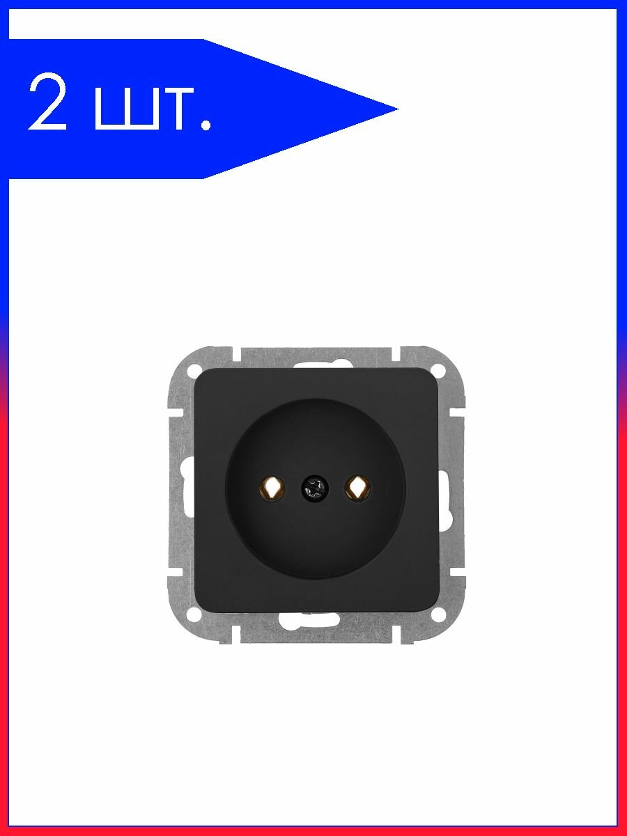 2 шт. Розетка встраиваемая В Рамку Одинарная Без Заземления Карбон черный IP20 16А 250В ASTRUM Bylectrica