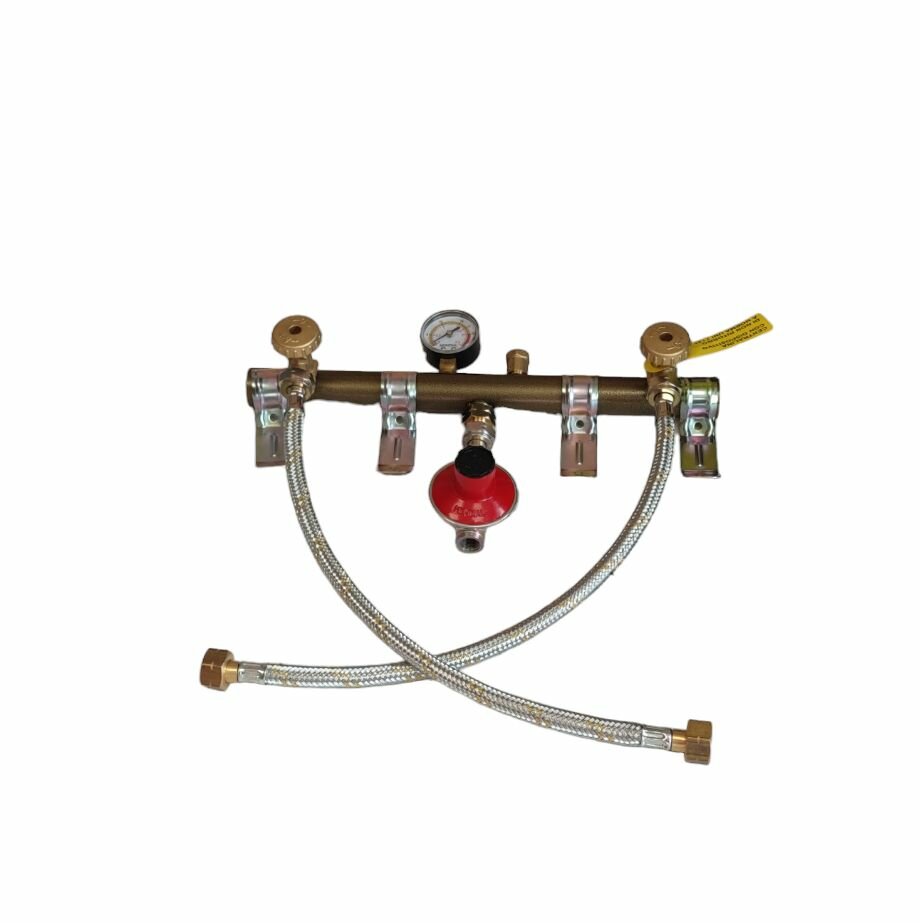 Рампа газовая на 2 баллона с регулятором давления газа 4 кг/час 20-60мбар Mondial Gnali Bocia (италия)