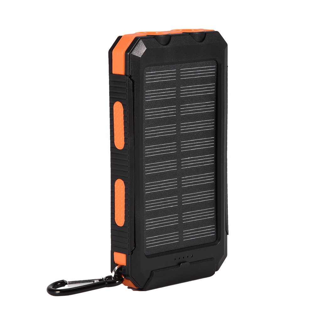 10000mAh Outdoor Fast Charge Solar Mobile Power Bank Case DIY Kit with Compass Black Orange