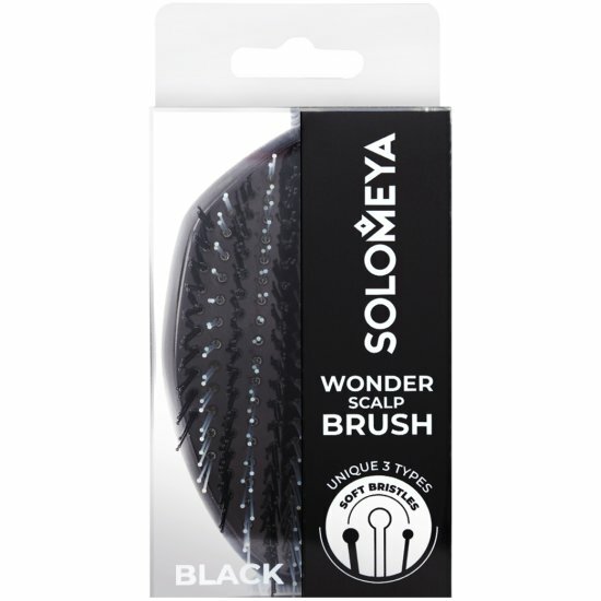 Расческа для распутывания, массажа и мытья кожи головы Solomeya черная, мини