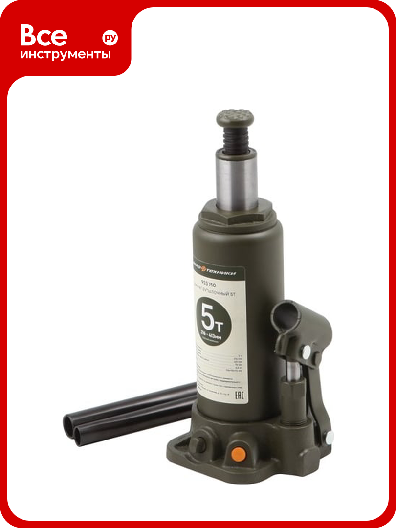 Домкрат гидравлический бутылочный Дело Техники 5 тонн, 216-413мм 903150