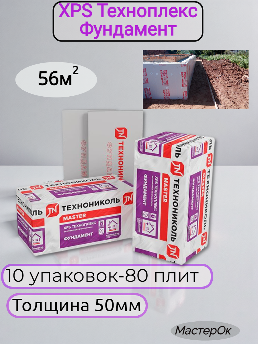 Утеплитель технониколь техноплекс Фундамент экструдированный пенополистирол 50х585х1185мм (80 плит)