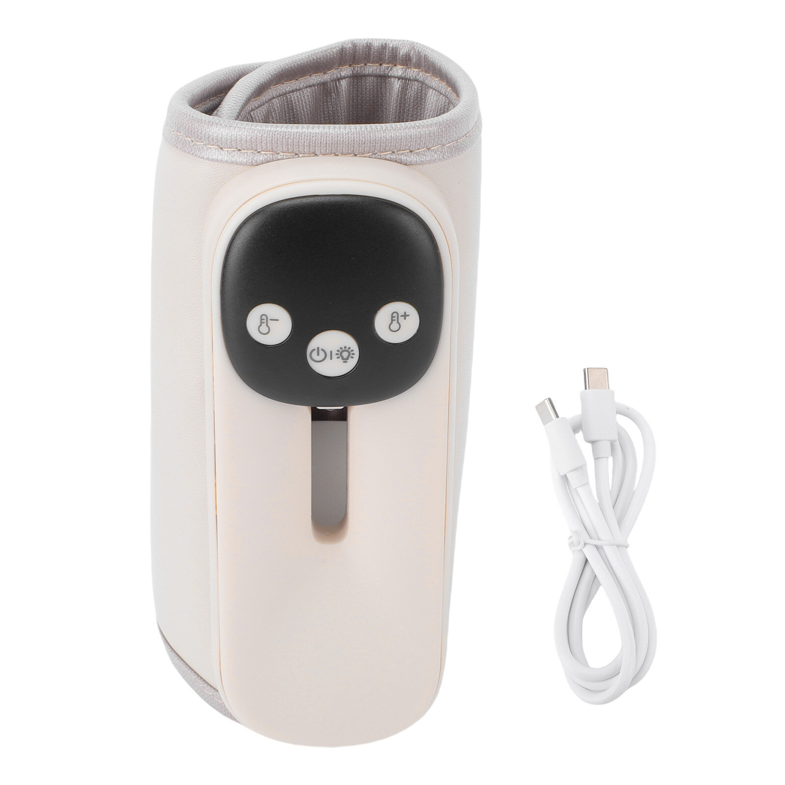 Портативный подогреватель бутылочек для путешествий, быстрый нагрев, беспроводной подогреватель молока, питание от батареек, дисплей температуры, бежевый.