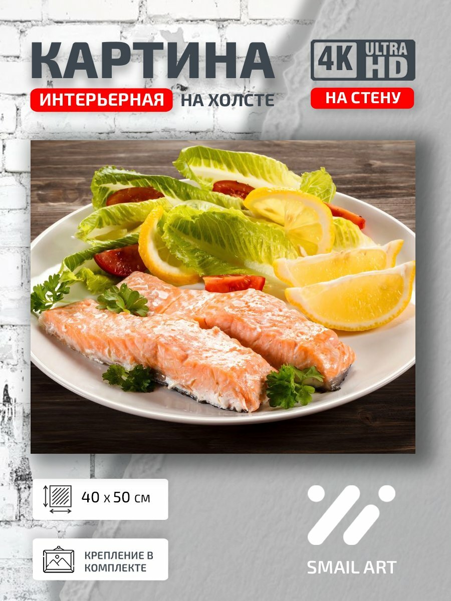 Картина на холсте интерьерная 40 на 50 на стену Тарелка Food для студии кулинария интерьер