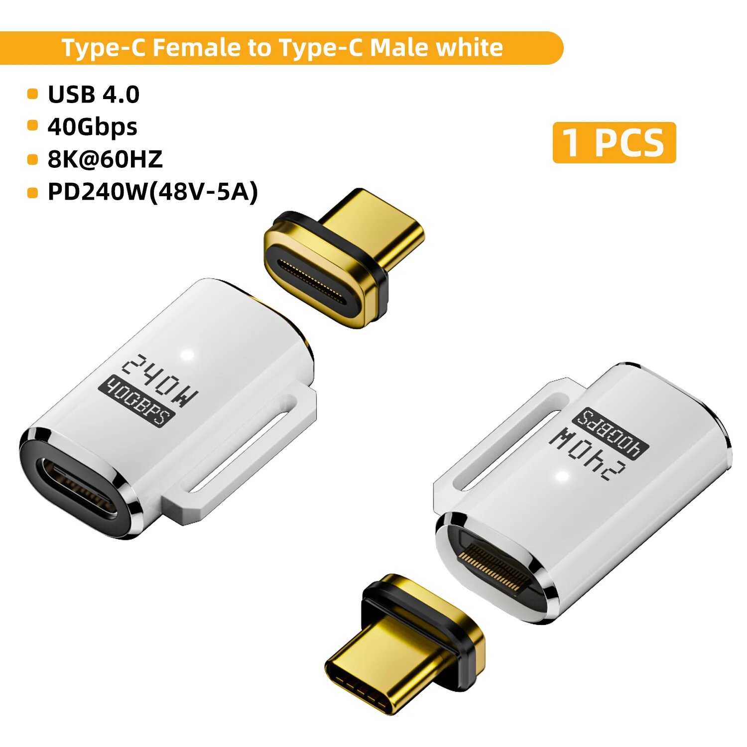 Магнитный Адаптер USB4.0 Thunderbolt3/4 USB-C На Type-C 240 Вт 40 Гбит/с С Кабелем Для Быстрой Зарядки И Конвертером Для 8K П.