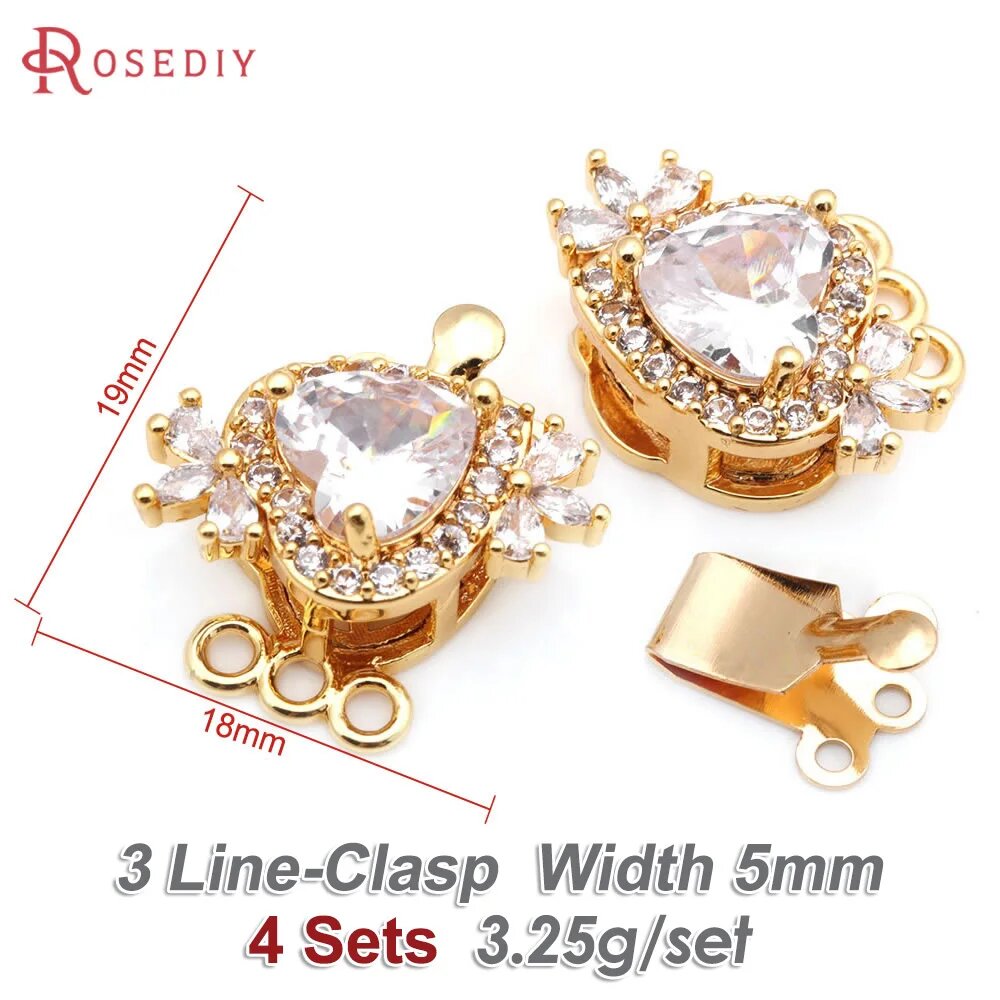 Комплект 4 ожерелий из латуни и циркония Rosediy 49837-18K Gold Color