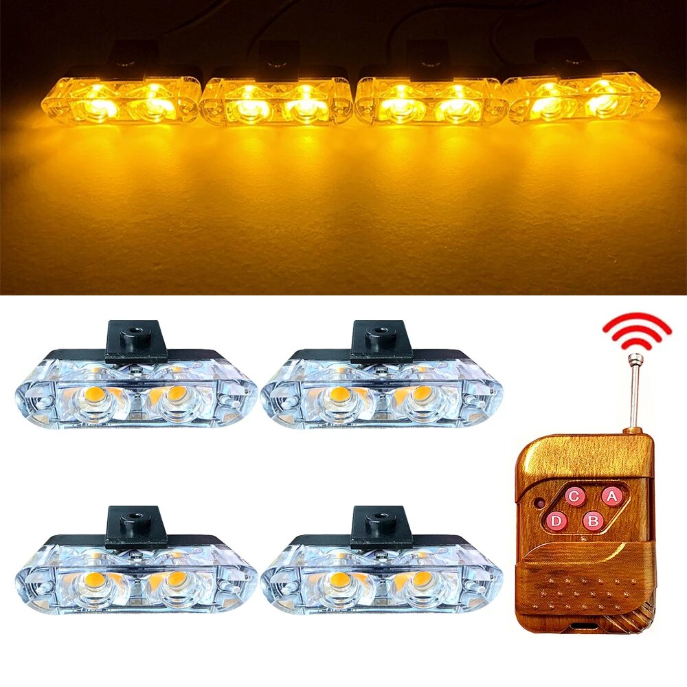 2 Светодиодных Стробоскопа Для Полиции, Оранжевые Сигнальные Огни Безопасности Для Дорог, Аварийные Мигалки Для Автомобилей