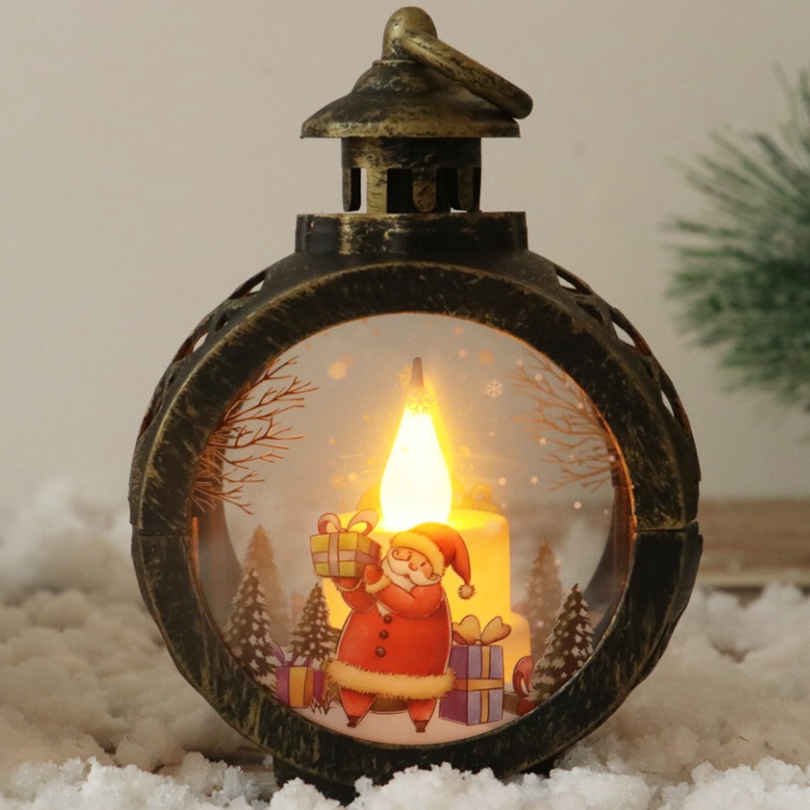 LED Candle Light Round Retro Small Glass Plastic Led Element Christmas Decoration for Home Bronze Father