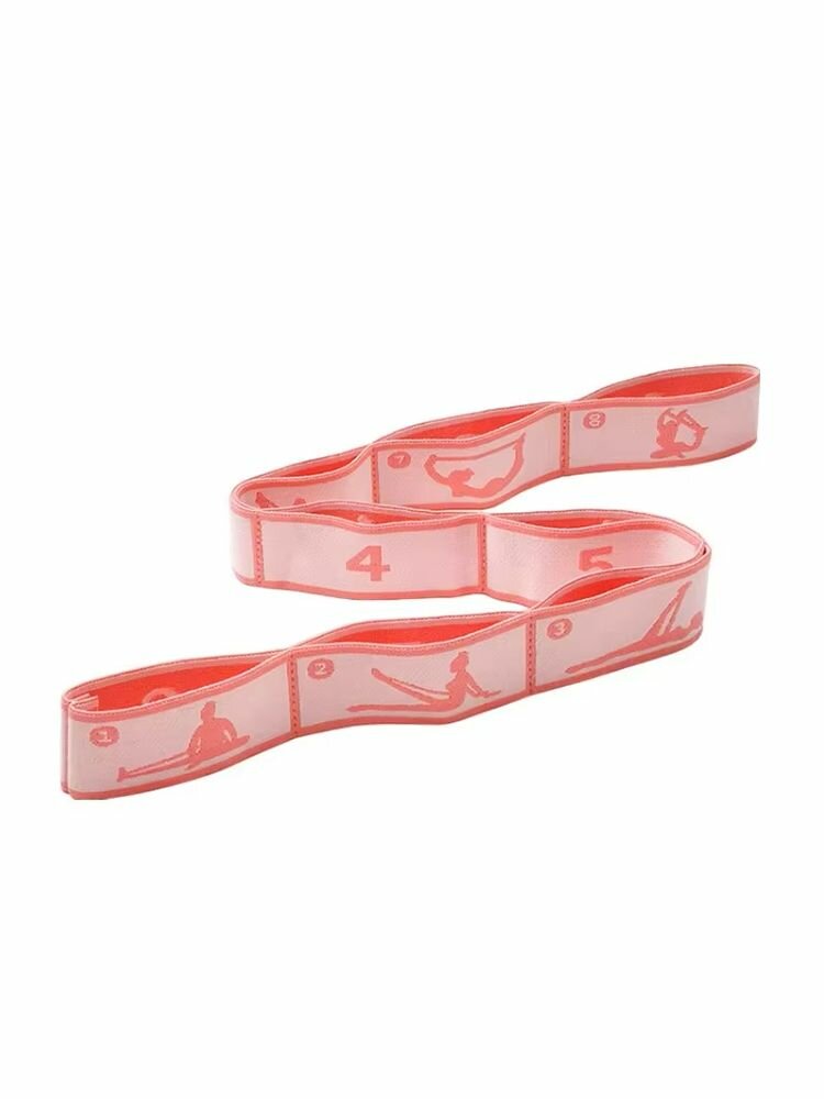 Резинка для растяжки с петлями, 8 захватов. Резинка для фитнеса. Эспандер ленточный гимнастический, для танцев. Нагрузка до 10 кг. Размер 90х4 см