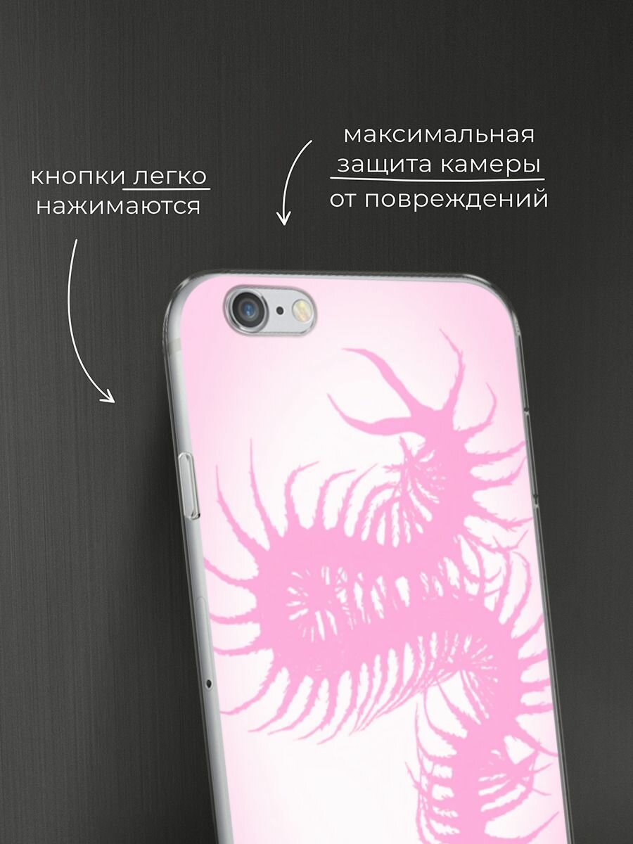 Чехол на Apple iPhone 6 / Айфон 6 с принтом Розовая многоножка — фото 1