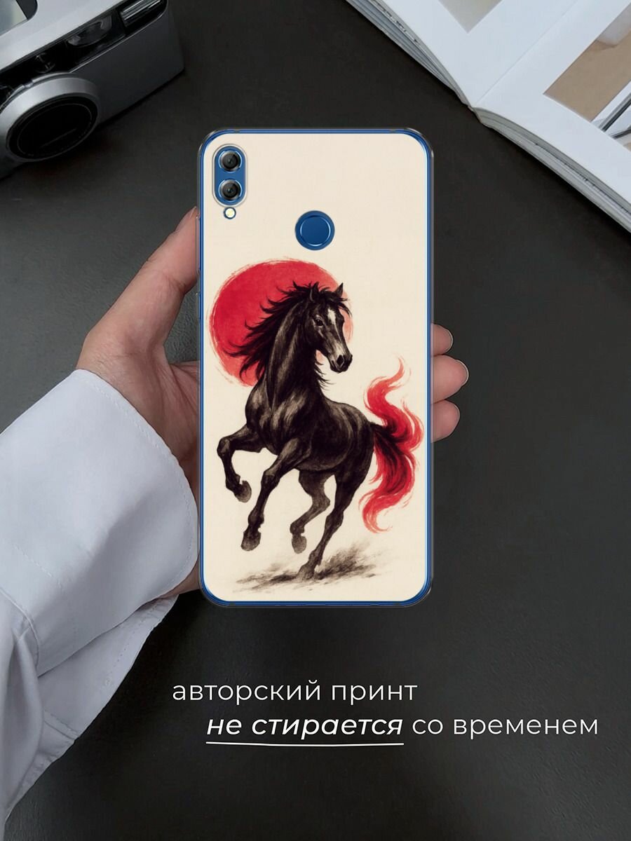 Силиконовый чехол на Honor 8X / Хонор 8Х с принтом Красный вихрь — фото 1