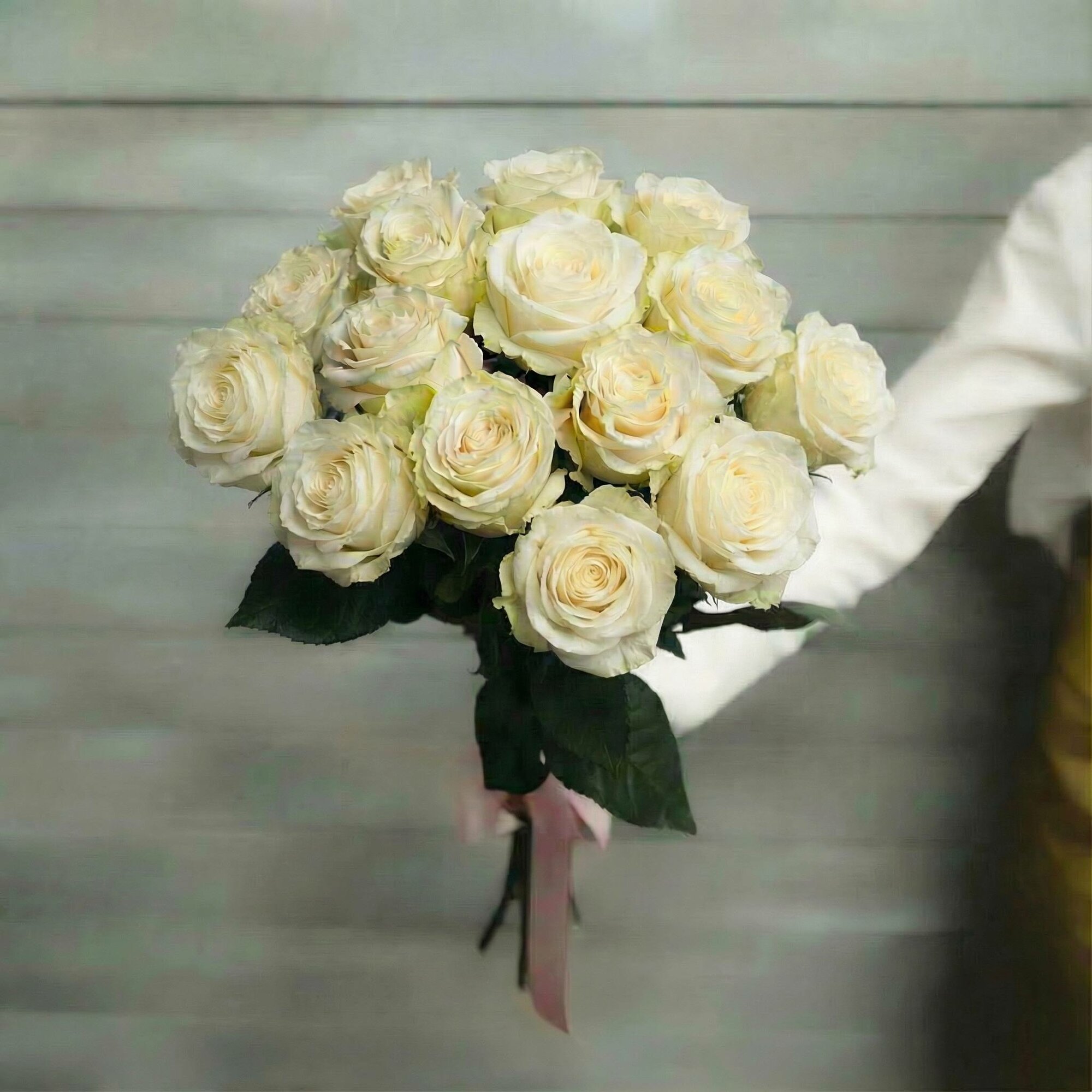 Букет из 15 роз сорта "Мондиаль" под ленту