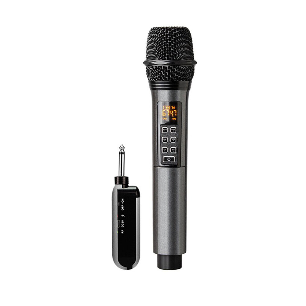 Система беспроводных микрофонов UHF с ручным микрофоном Professional Dynamic для домашних кинотеатров, караоке, церкви, речи, свадьбы, вечеринки, пения, Plug and Play, заряжаемые, Черный, 1 приемник с 1 микрофоном, 1 приемник с 2 микрофонами
