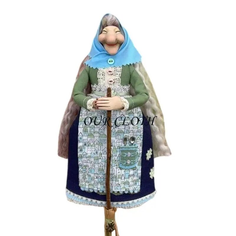 Ручная кукла-ведьма из вискозы Green skirt witch