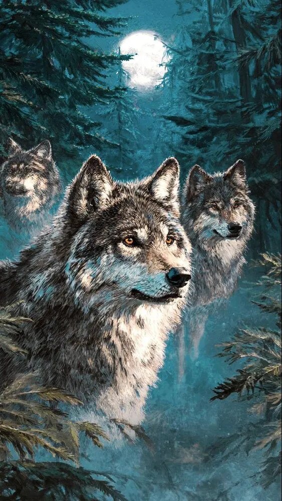 Алмазная Мозаика "Пара Волков" 40x50 См Алмазная Вышивка / Картина Стразами Подарков / Украшения