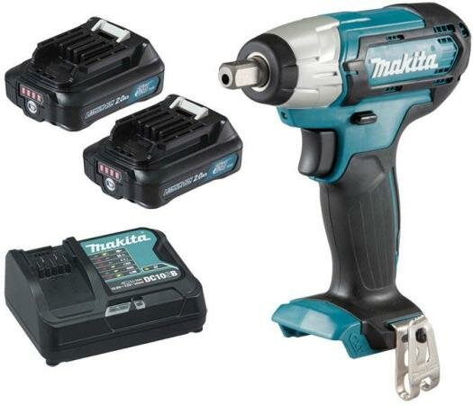 Makita TW141DWAE Гайковерт ак(уд) [TW141DWAE] { 12В,2х2Ач Li-ion,0-3200у\\\\м,145Нм, квадрат 1\\\\2",1.1кг, чем, подсв, M8-M16 }