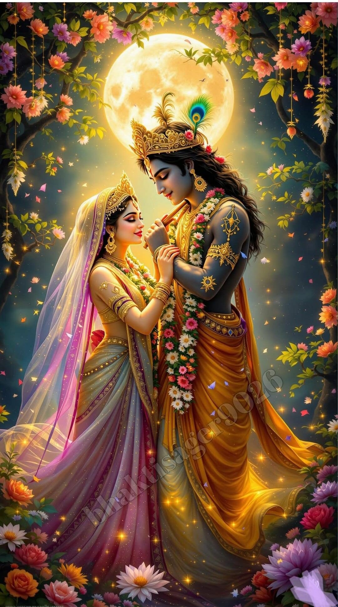 Алмазная живопись "Индийский бог Рахула, Кришна", 5D, круглая, 40x50 см. Производитель: Brose Art.