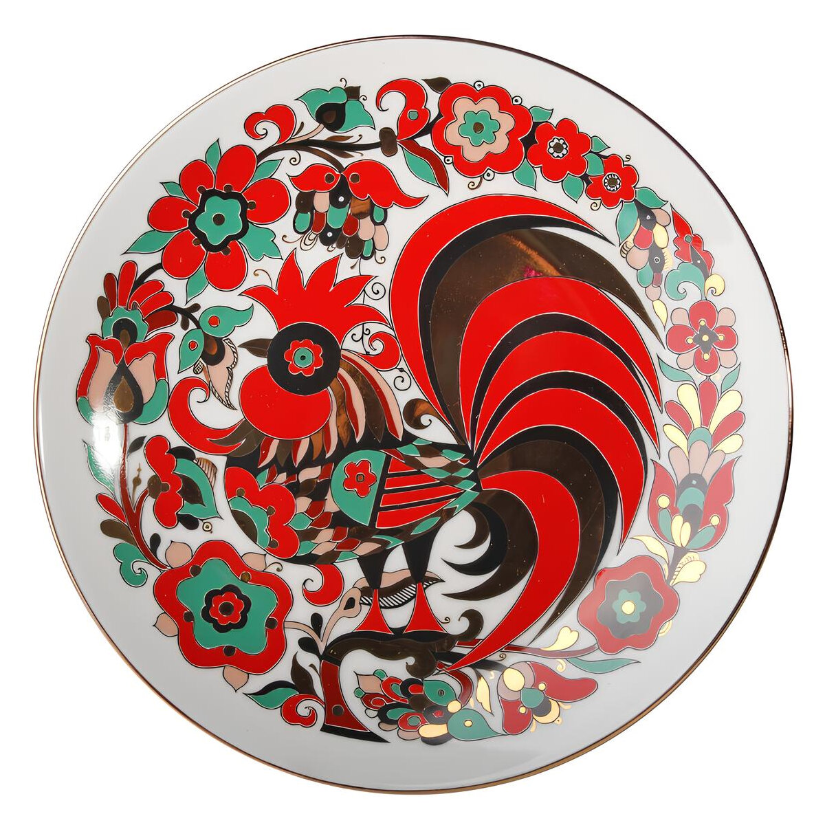 Тарелка декоративная ИФЗ Эллипс, Петушок, 195мм, фарфор 80.51653.00.1