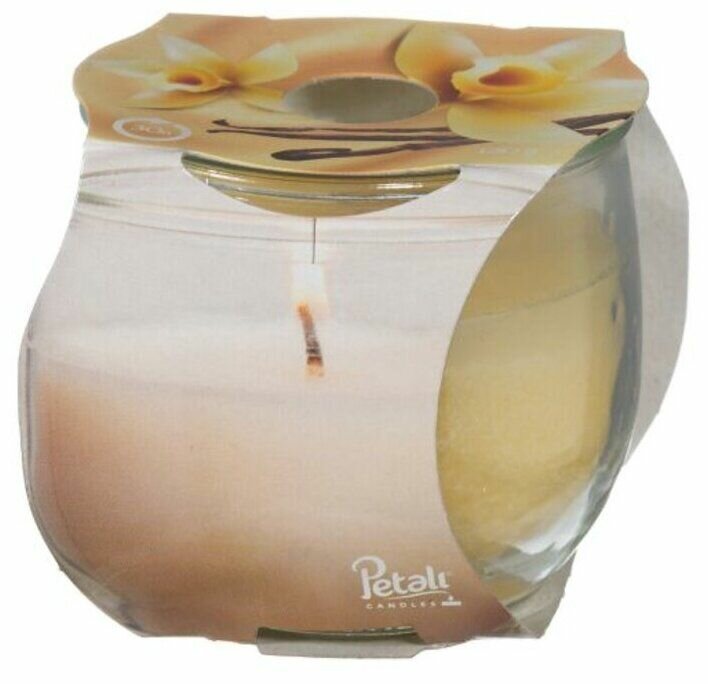 Свеча ароматизированная в стакане ваниль 120гр PETALI