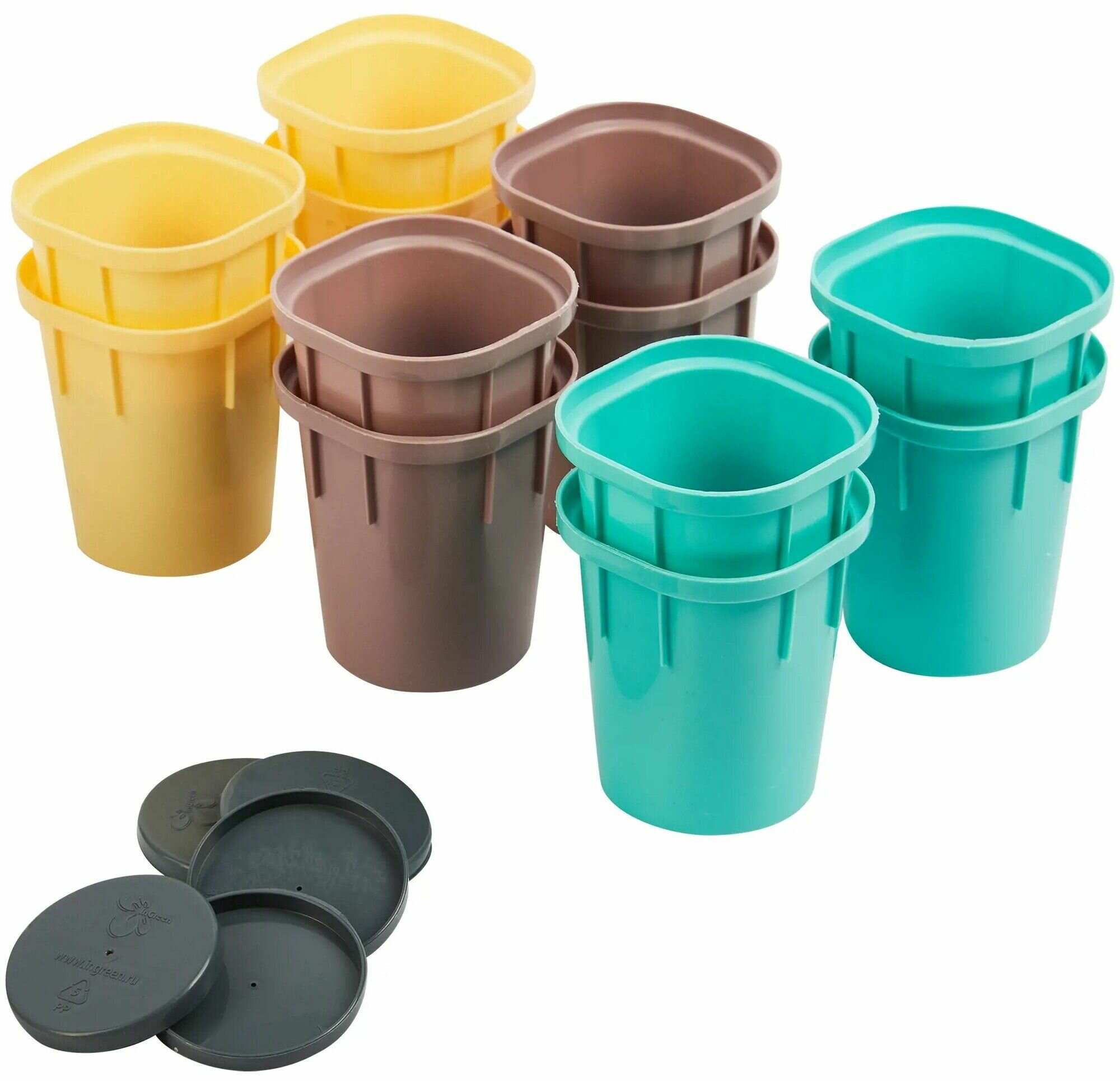 Набор горшков InGreen Green Republic пластиковый микс 200 мл 12 шт 140х70х200 мм