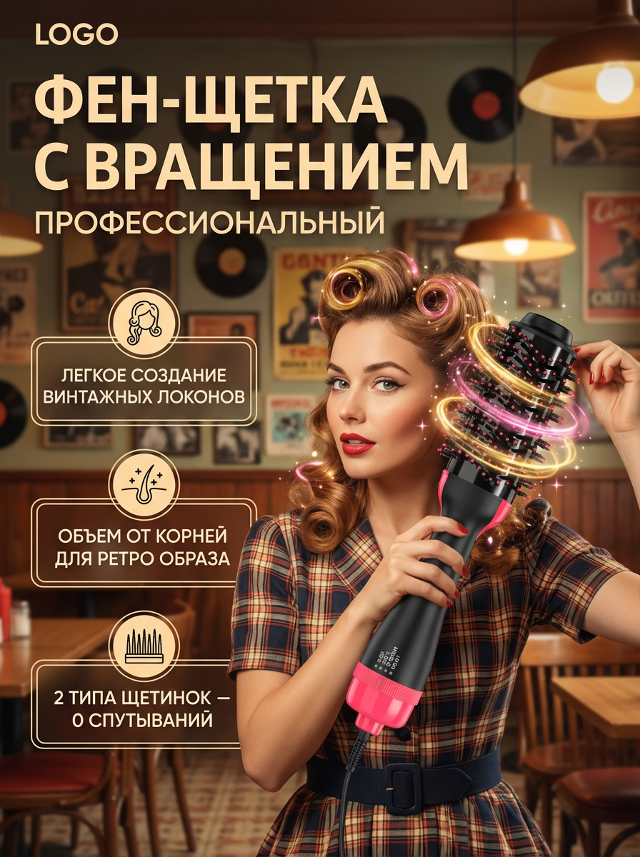 Фен-щетка для волос 3 в 1, Термощетка, Выпрямитель для волос, Стайлер, Расческа